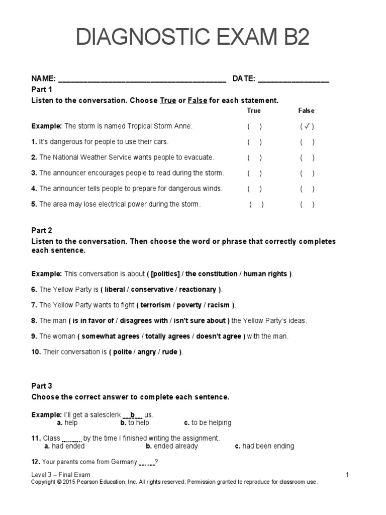 B2. Diagnostic Exam | PDF | Chocolate | Cocoa Bean