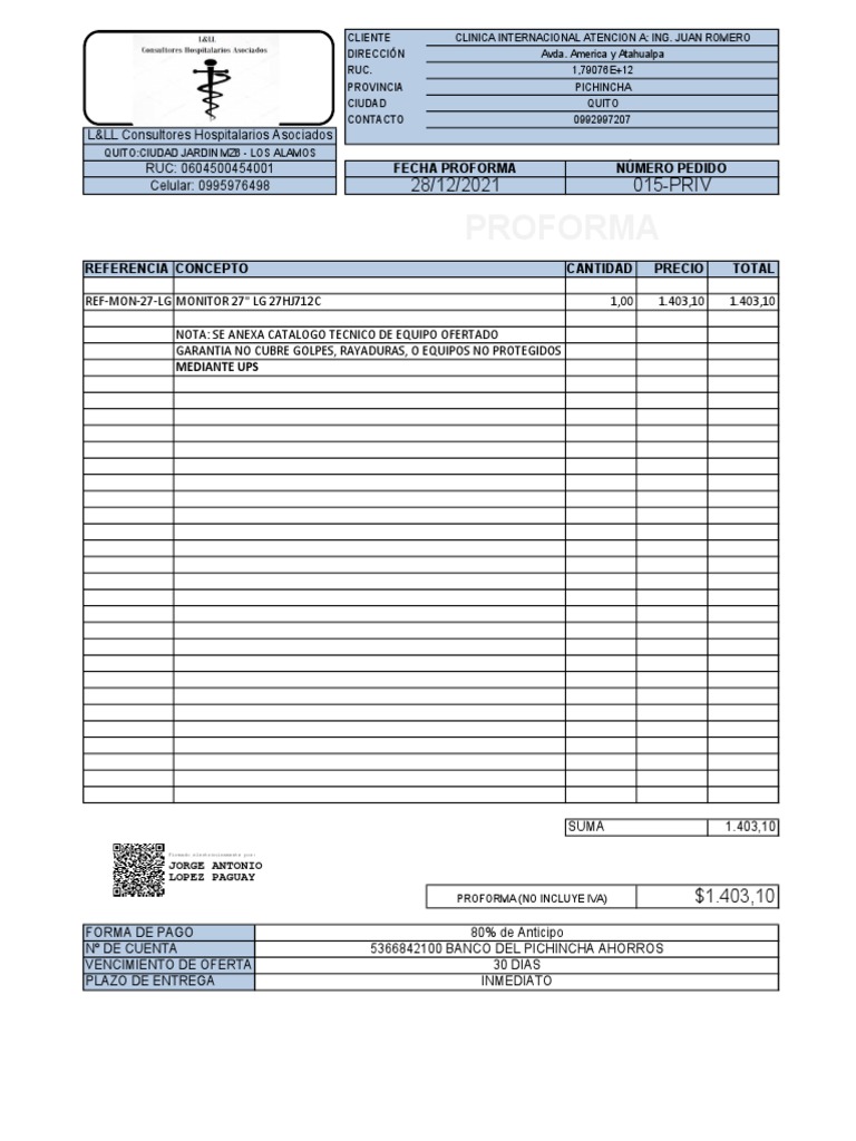 Proforma Clinica Internacional-Signed | PDF