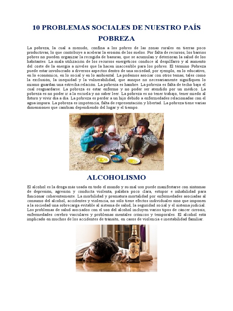 10 Problemas Sociales de Nuestro País | PDF | Pobreza | Pobreza e ...
