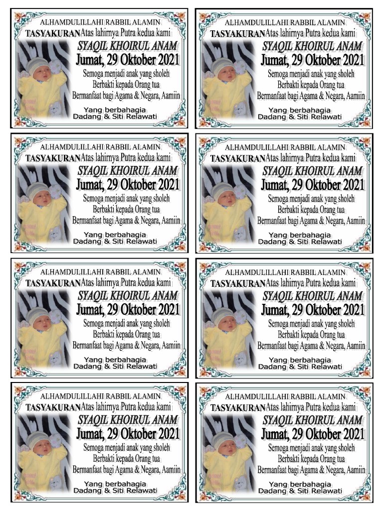 Tasyakuran Syaqil Khoirul Anam - Ponakan Nuradila F | PDF