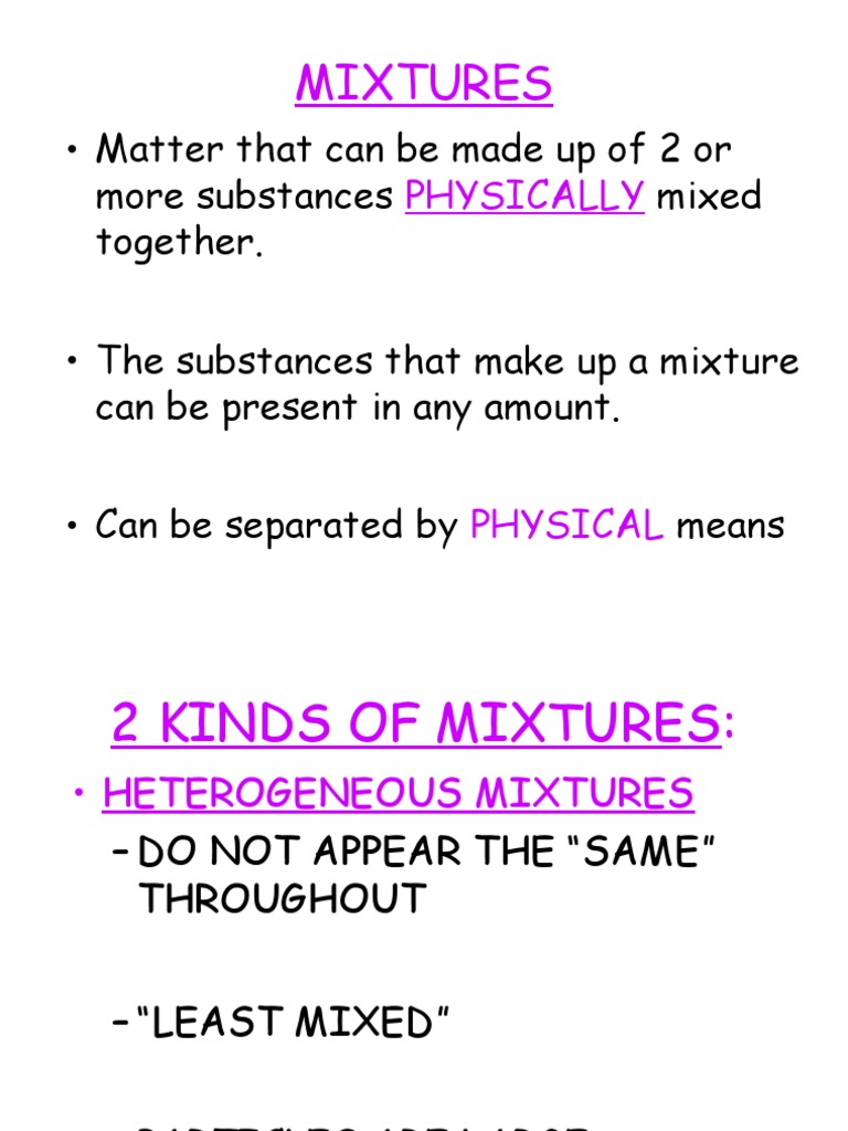 Types of Mixtures and Solutions Explained | PDF