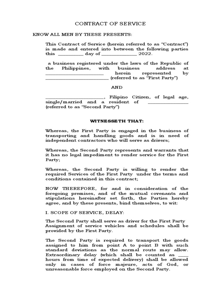 Contract For Services - Truckers | PDF | Covenant (Law) | Business Law