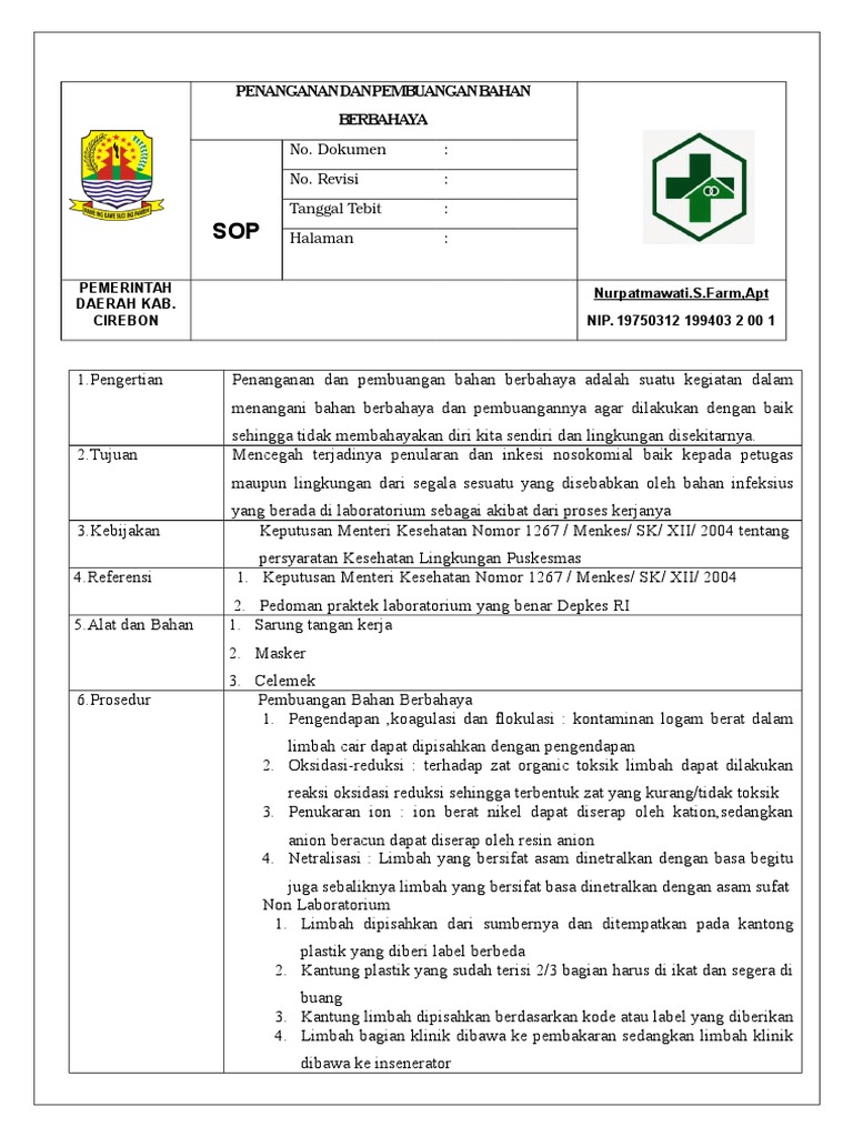 Idoc - Pub - 8184 Sop Penanganan Dan Pembuangan Bahan Berbahaya | PDF