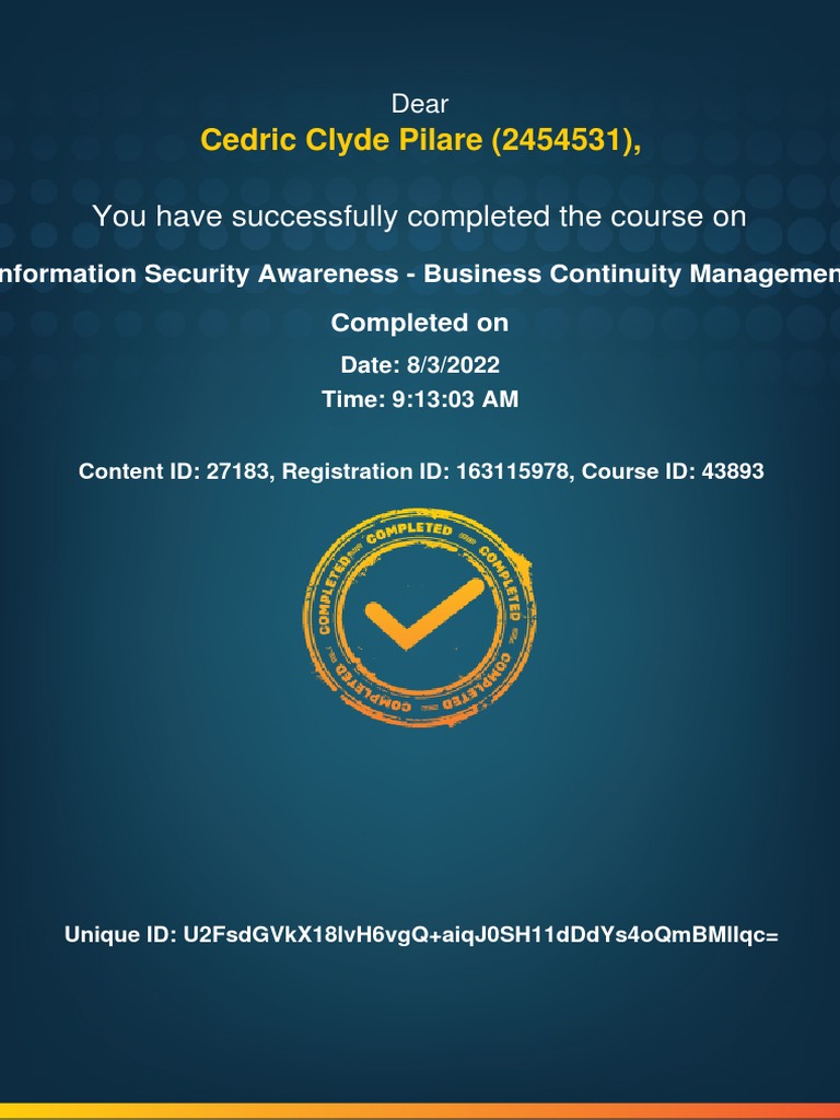 Information Security Awareness - Business Continuity Management ...