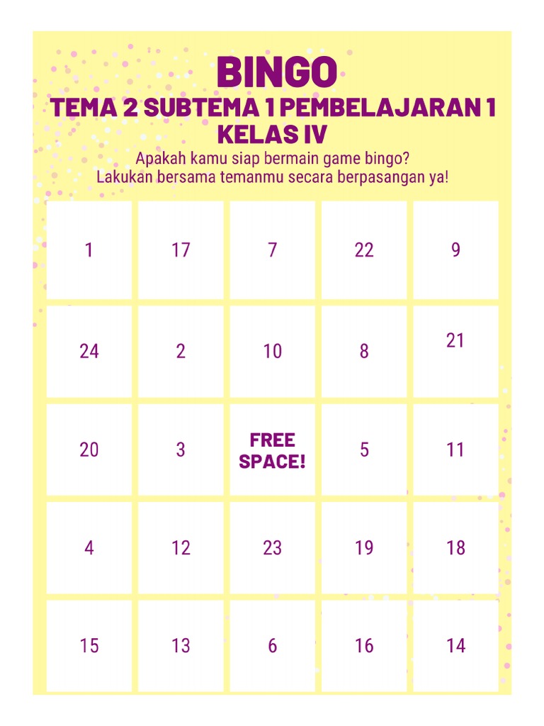 Bingo Game Pembelajaran | PDF