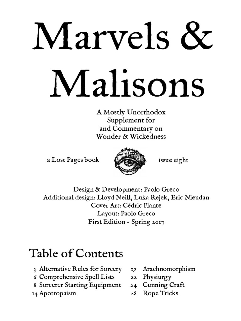 Marvels & Malisons (OSR) | PDF | Spider | Rope
