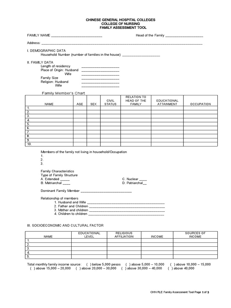 Family Assessment Tool Guide | PDF | Sanitation | Waste Management