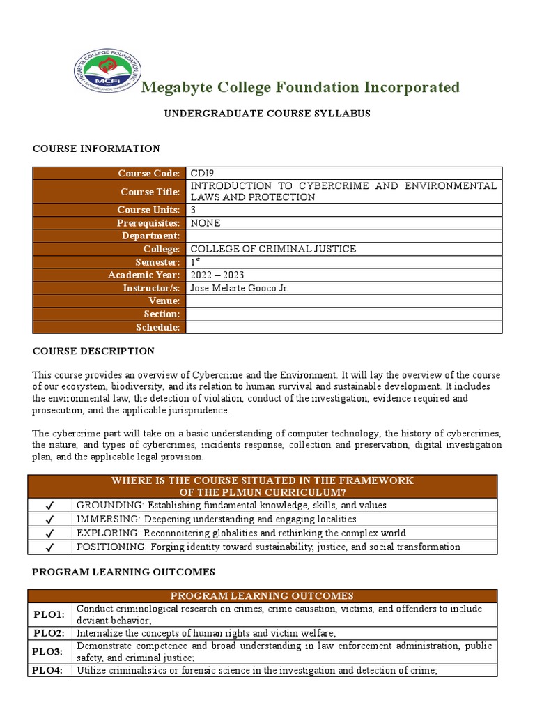 Cyber Crime Syllabus-Megabyte College Foundation Incorporated | PDF ...
