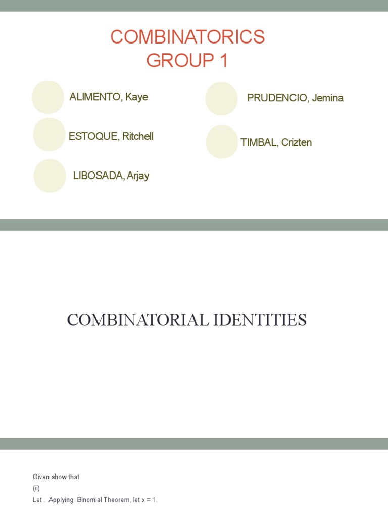 Deriving Combinatorial Identities Through Differentiation of Binomial Expansions | PDF ...