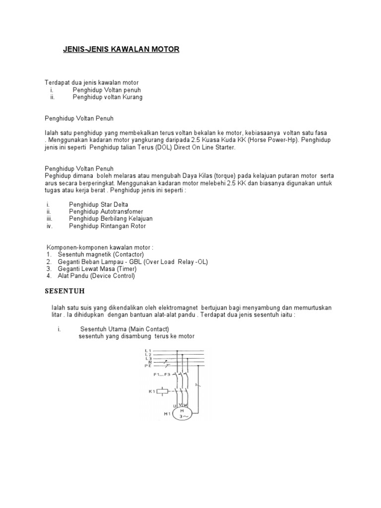 Jenis Kawalan Motor | PDF