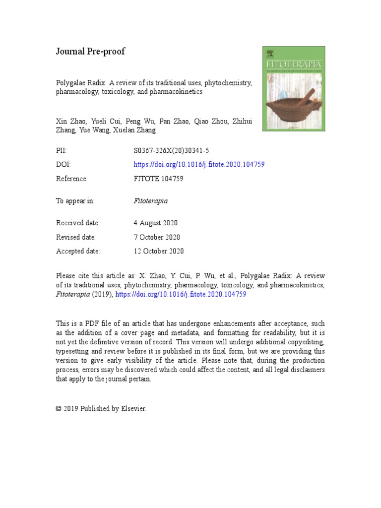 Polygalae Radix A Review of Its Traditional Uses | PDF | Reactive ...
