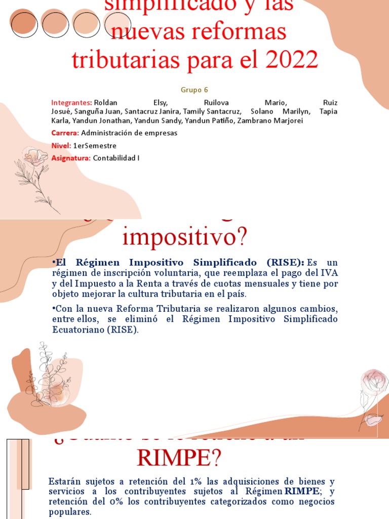El Régimen Impositivo Simplificado Del Ecuador (RImpe 2 | PDF ...