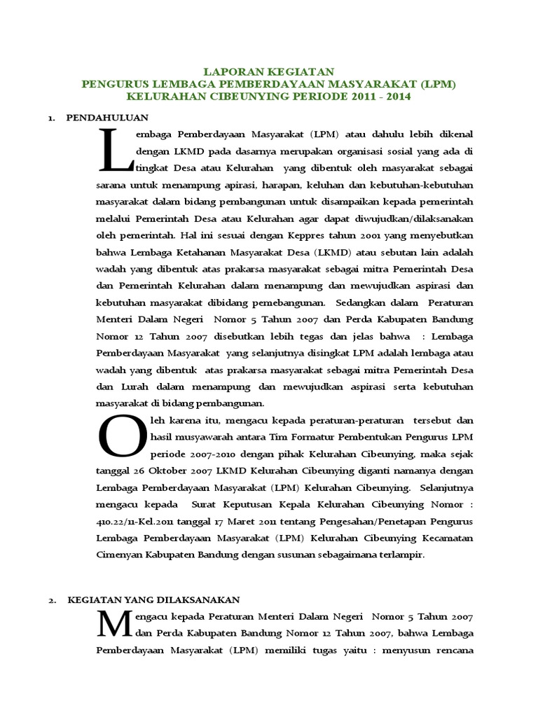 Contoh Laporan LPM | PDF