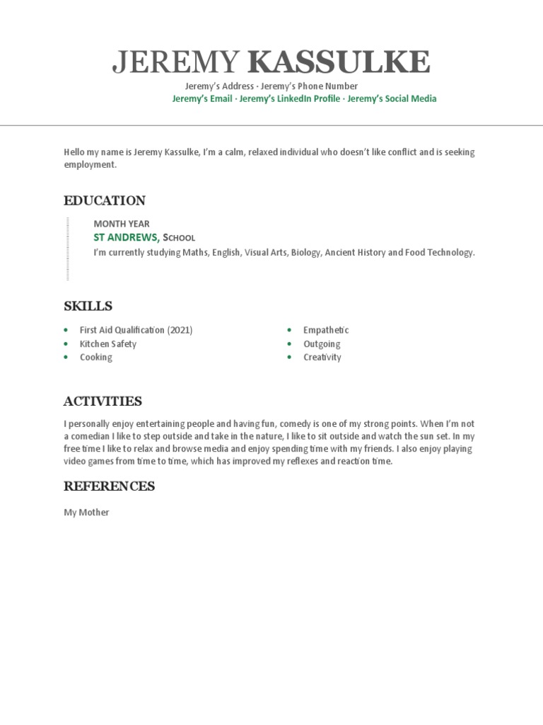 Jeremy Kassulke Resume | PDF | Wellness
