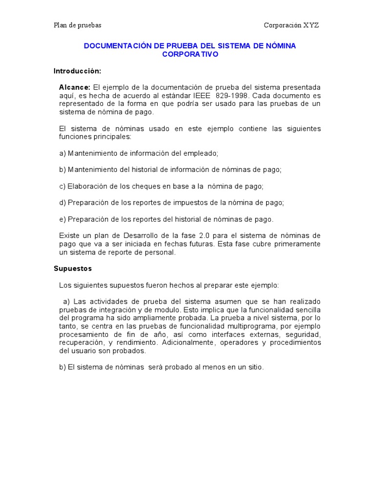 Ejemplo de Plan de Pruebas | PDF | Programación | Programa de computadora