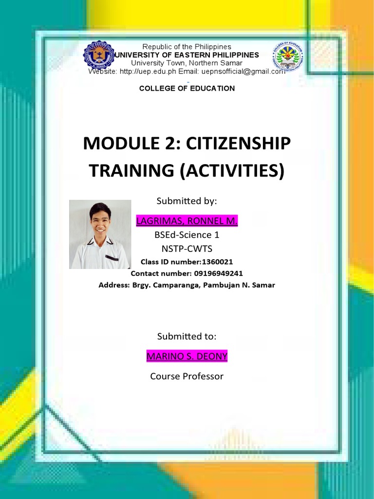 Module 2: Citizenship Training (Activities) : Submitted By: Lagrimas ...