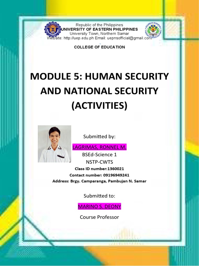Module 5: Human Security and National Security (Activities) : Submitted ...
