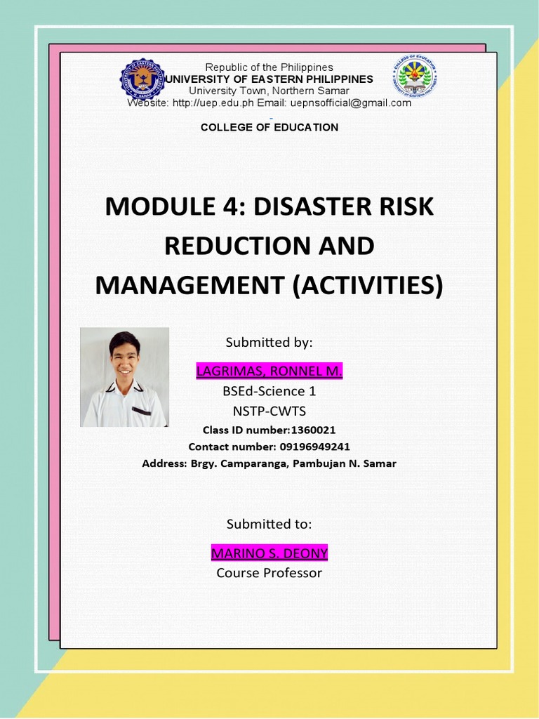 Module 4: Disaster Risk Reduction and Management (Activities) | PDF ...
