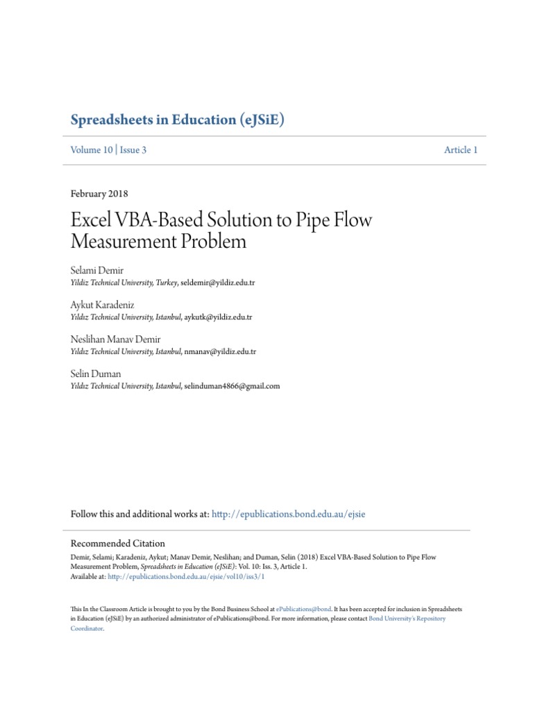 4671 Excel Vba Based Solution To Pipe Flow Measurement Problem | PDF ...