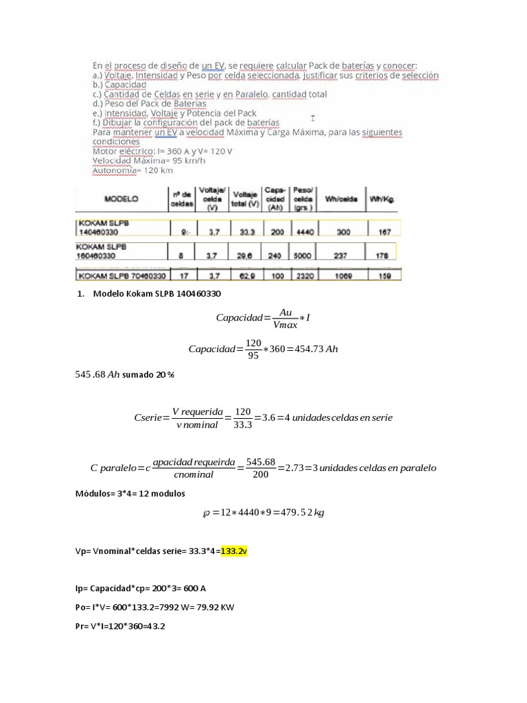 Especificaciones del Modelo Kokam SLPB 140460330 | PDF