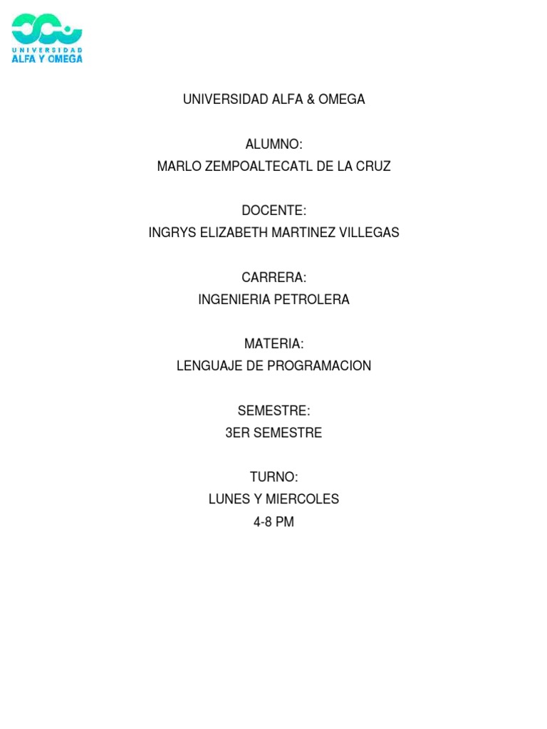 Actividad 3 Lenguaje de Programacion | PDF | Lenguaje de programación ...