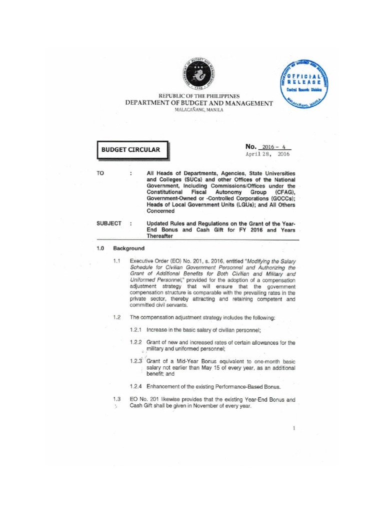 DBM Circular No. 2016-4 | PDF