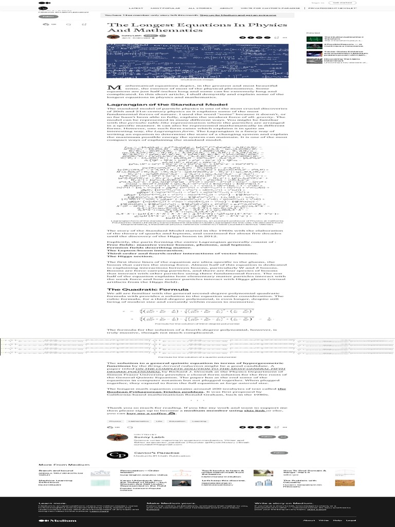 The Longest Equations in Physics and Mathematics - by Sunny Labh - Jan 2022 | PDF | Standard ...