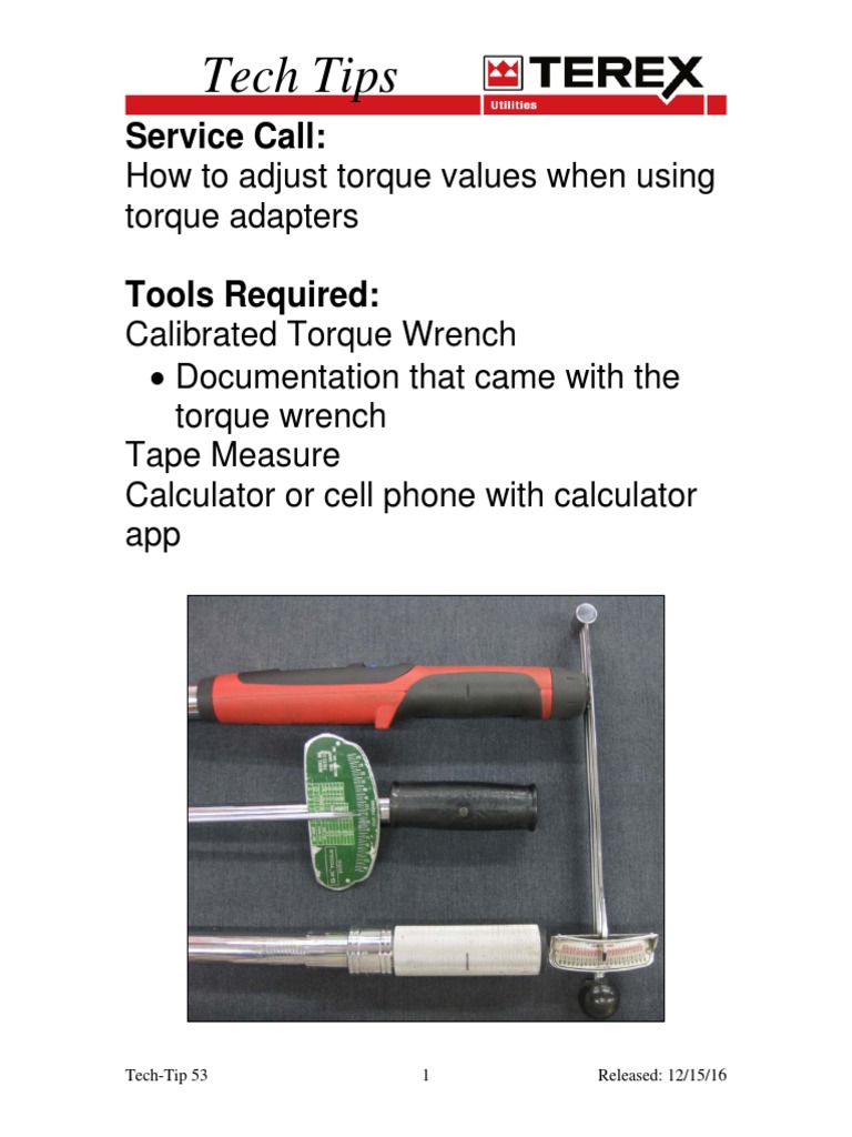 Tech Tips: How To Adjust Torque Values When Using Torque Adapters | PDF | Torque | Calibration
