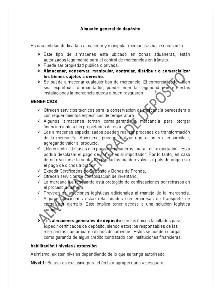 Almacen General de Deposito | Descargar gratis PDF | Bancos | Almacén