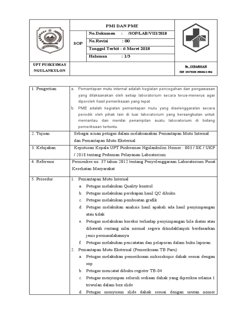 SOP PMI Dan PME | PDF | Teknologi & Rekayasa