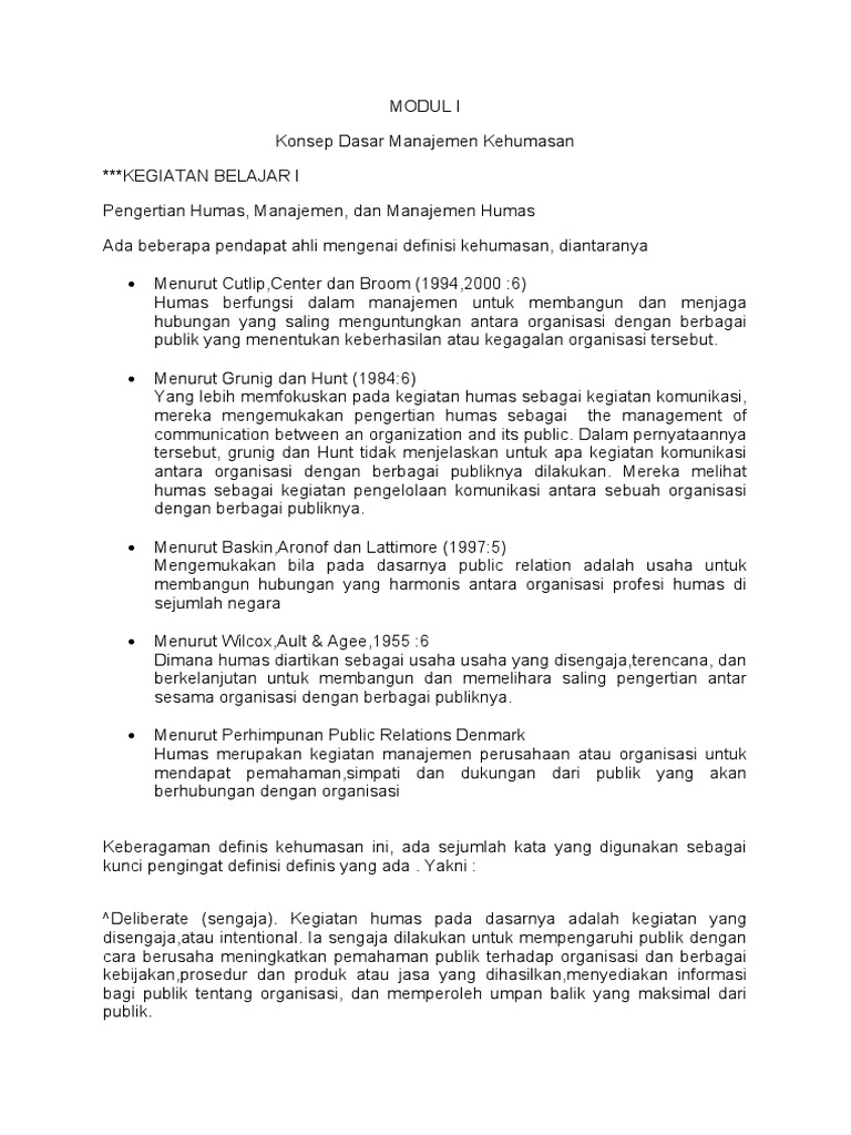 MODUL I Resume Manajemen HUMAS | PDF