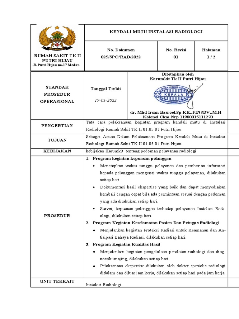 SPO Kendali Mutu | PDF | Teknologi & Rekayasa