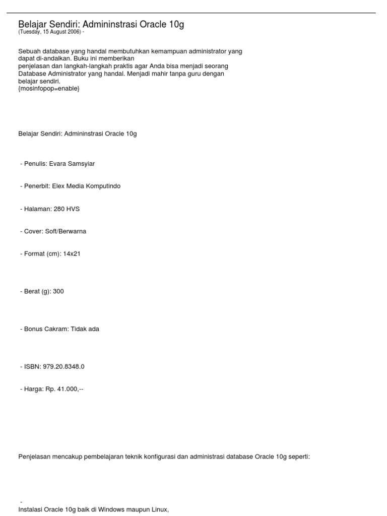 Belajar Oracle 10g | PDF