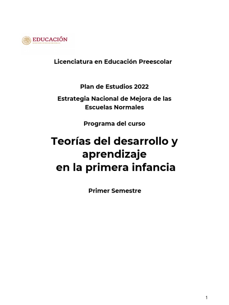 Teorias Del Desarrollo y Aprendizaje en La Primera Infancia | PDF | Educación de la primera ...