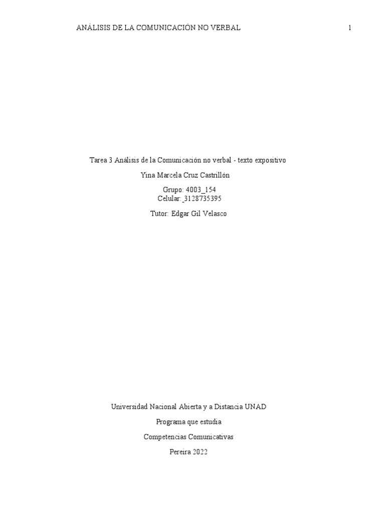 Plantilla Tarea 3-40003 | PDF | Comunicación | Comunicación no verbal Plantilla Tarea 3-40003 | PDF | Comunicación | Comunicación no verbal