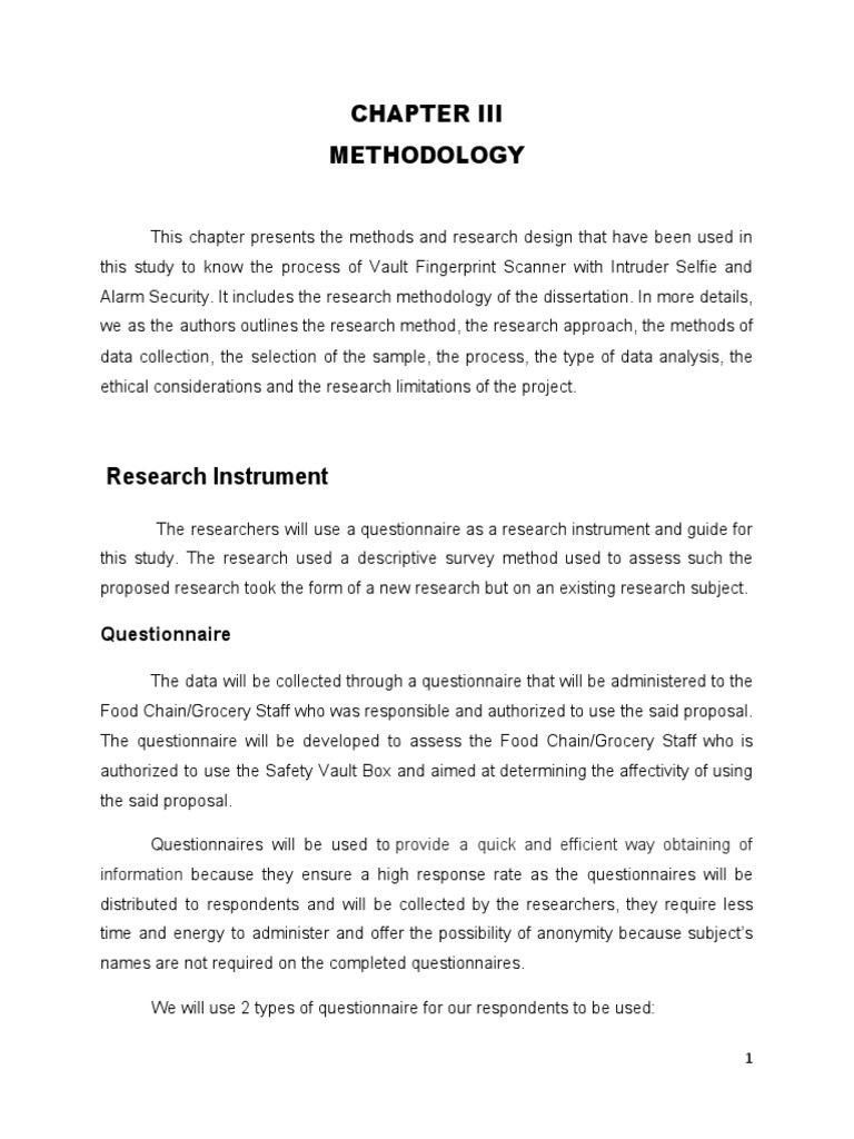 Chapter 3 | PDF | Survey Methodology | Questionnaire