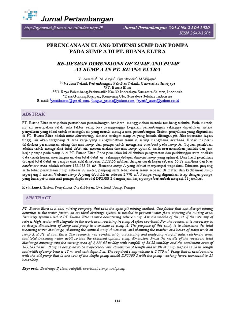 Perencanaan Ulang Sump dan Pompa Tambang | PDF