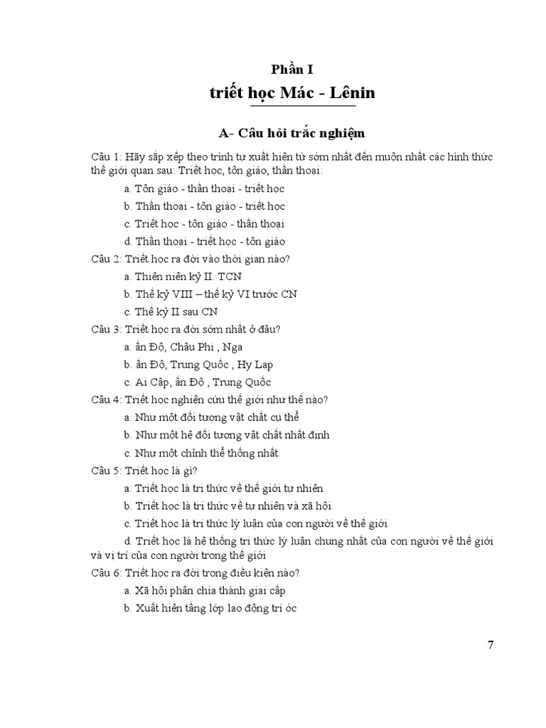Cau Hoi Trac Nghiem Triet Hoc Mac - Lenin (II) | PDF