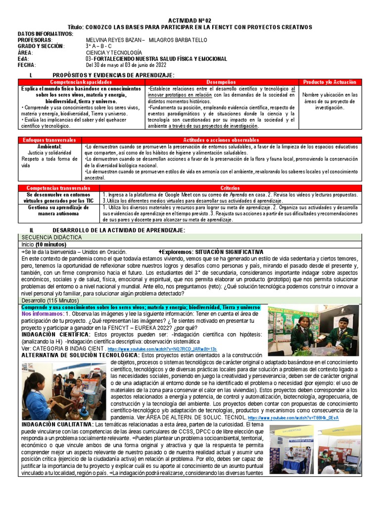 Activ 02 EdA 03 - 3° | PDF | Aprendizaje | Evaluación