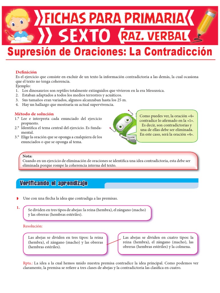 La Contradicción en La Supresión de Oraciones para Sexto Grado de ...