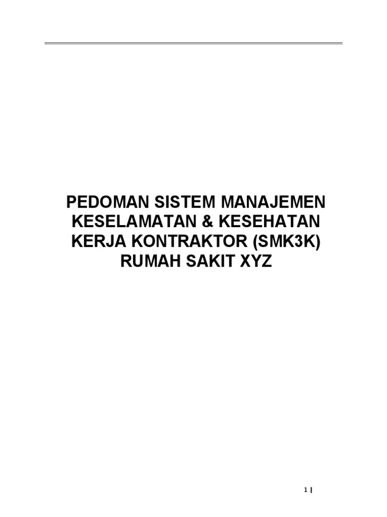 Pedoman K3 untuk Kontraktor RS XYZ | PDF