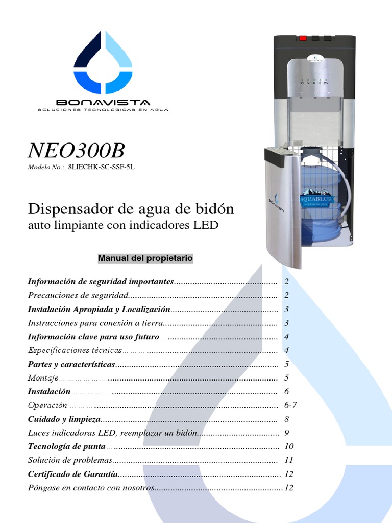 Manual Dispensador de Agua NEO300B | PDF | Enchufes y tomas de corriente alterna | Agua