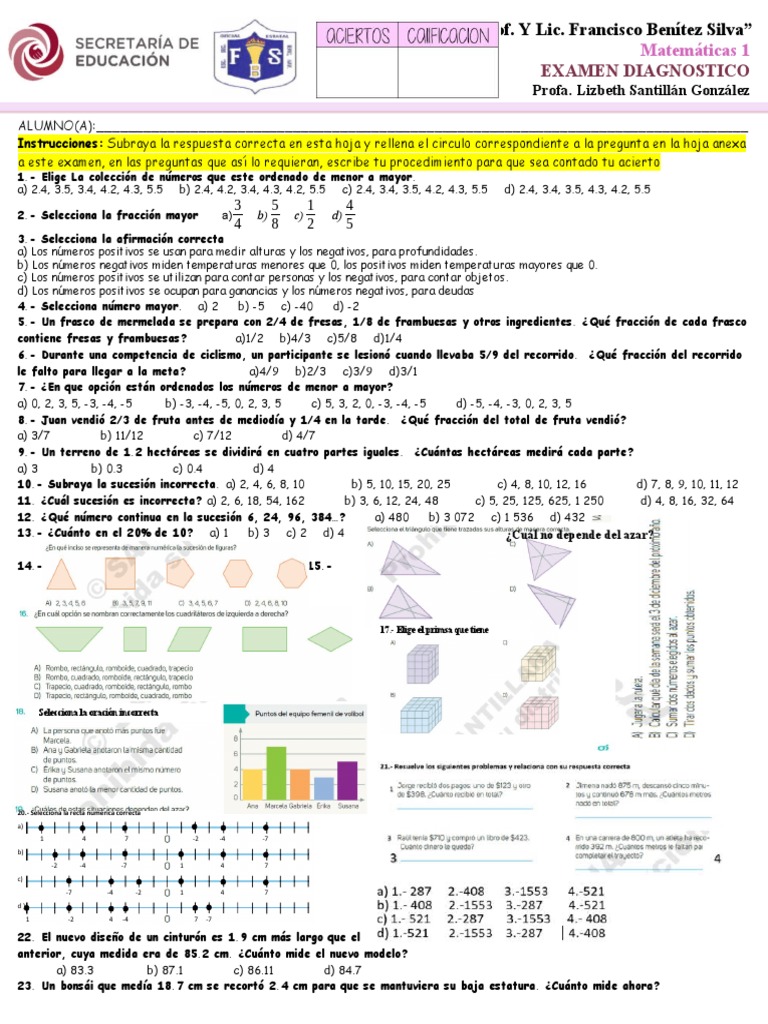 Diagnostico m1 22-23 | PDF | Triángulo | Formas geométricas