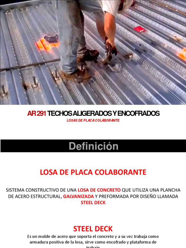 Sistemas de techos aligerados y encofrados: las losas de placa colaborante | PDF | Hormigón | Acero
