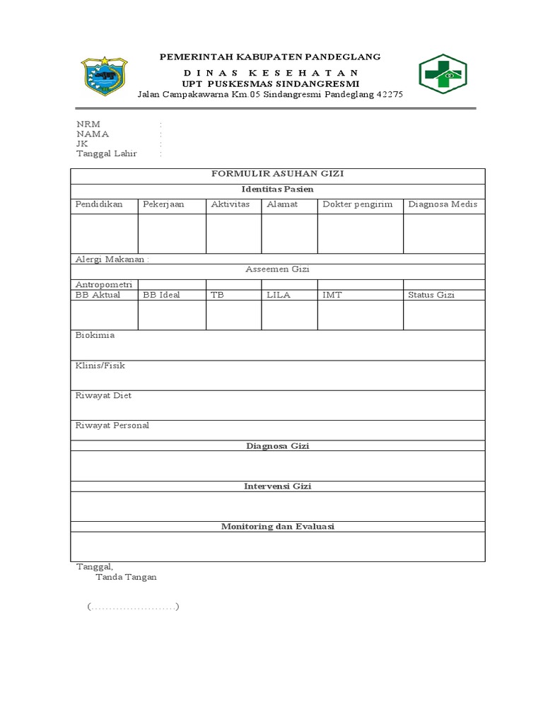 Form Asuhan Gizi | PDF