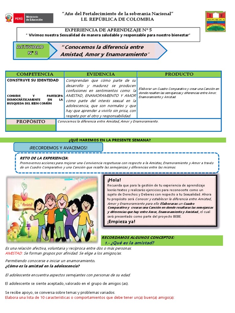 2da Ficha de Aplicación-Eda 5 - DPCC | PDF | Amor | Adolescencia