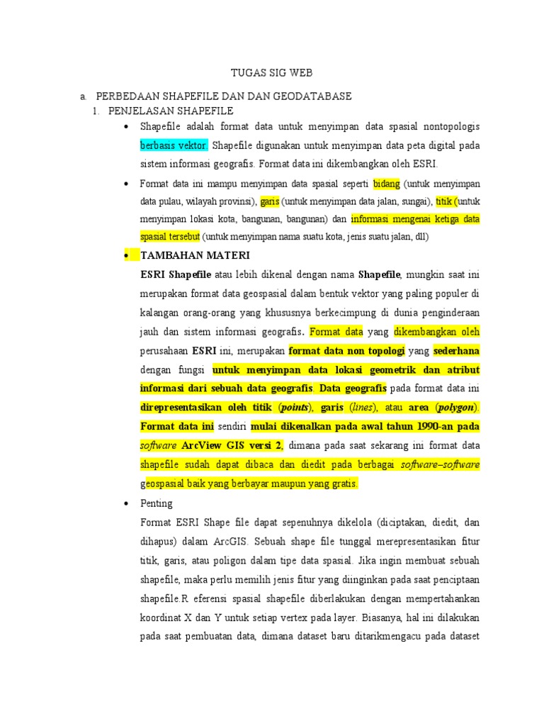Perbedaan SHP Dan Geodatabase | PDF