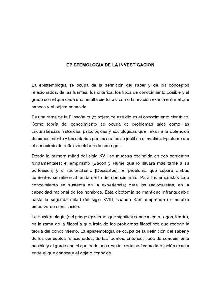 EPISTEMOLOGIA | PDF | Conocimiento | Verdad