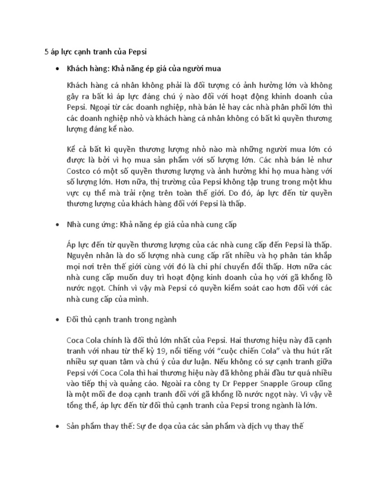 5 Áp L C C NH Tranh C A Pepsi Và Môi Trư NG N I B | PDF