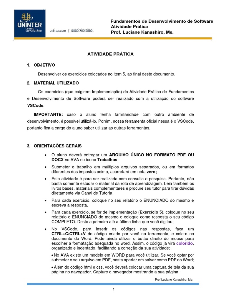 Atividade Pratica 2022 Orientacoes e Exercicios Modulo A Fds | PDF ... Atividade Pratica 2022 Orientacoes e Exercicios Modulo A Fds | PDF ...